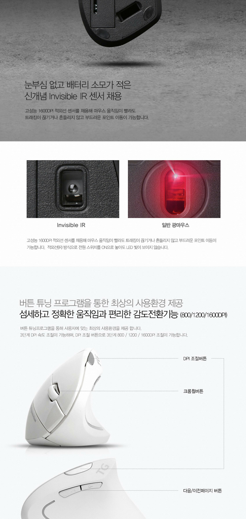 hplusmall TG삼보 TM137G 인체공학 버티컬 마우스 블랙 - 핫트랙스