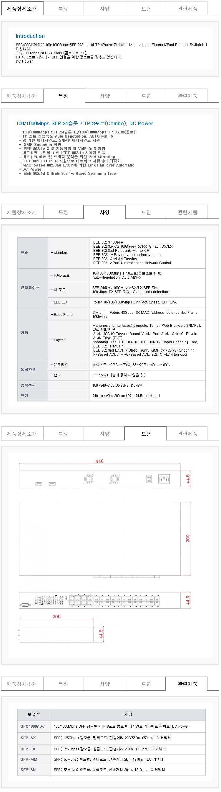 솔텍 SFC4000A [스위칭허브/1000Mbps/콤보 8포트+24SFP] / 디바이스마트