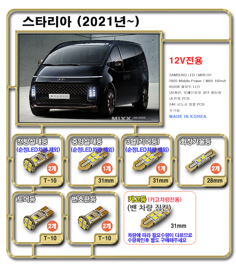 [MIXX LED 실내등 번호판등 스타리아]