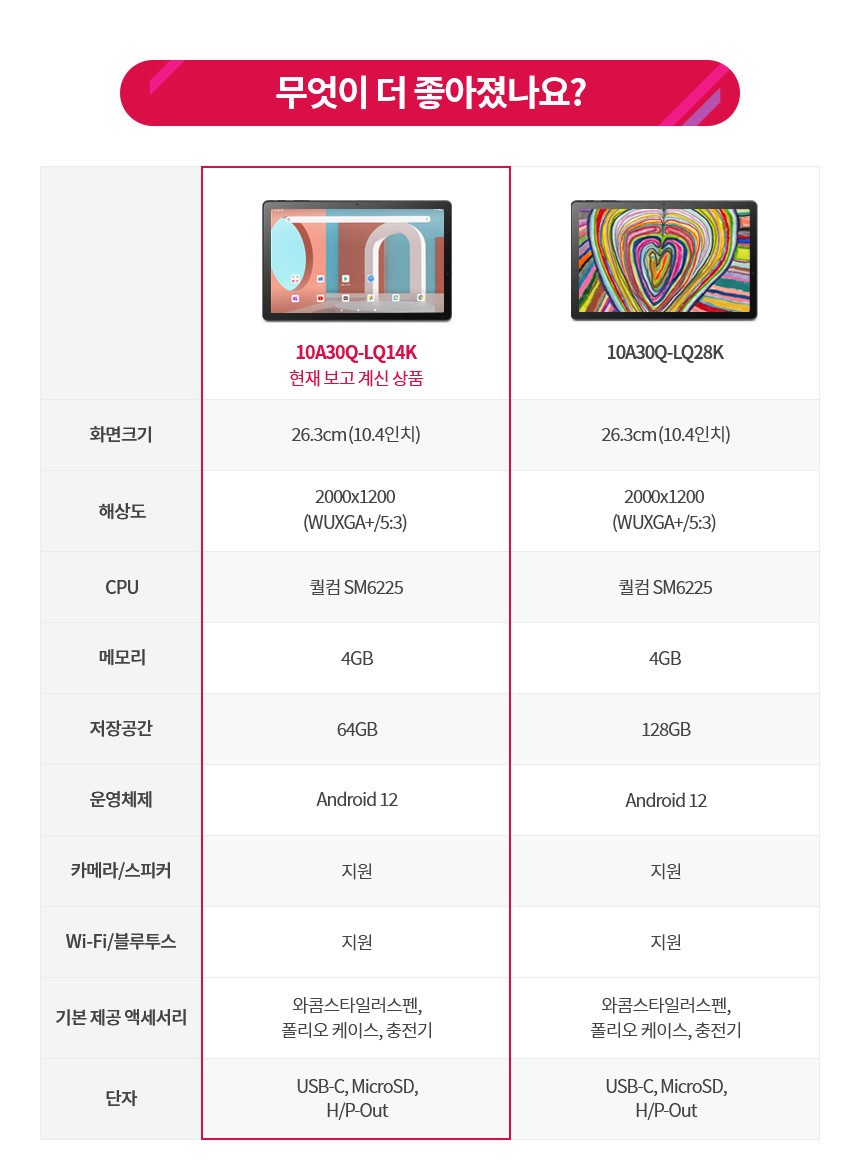 LG 울트라탭 10A30Q-LQ14K 2K 고해상도 슬림베젤 64GB 스피커 태블릿PC - 감도 깊은 취향 셀렉트샵 29CM