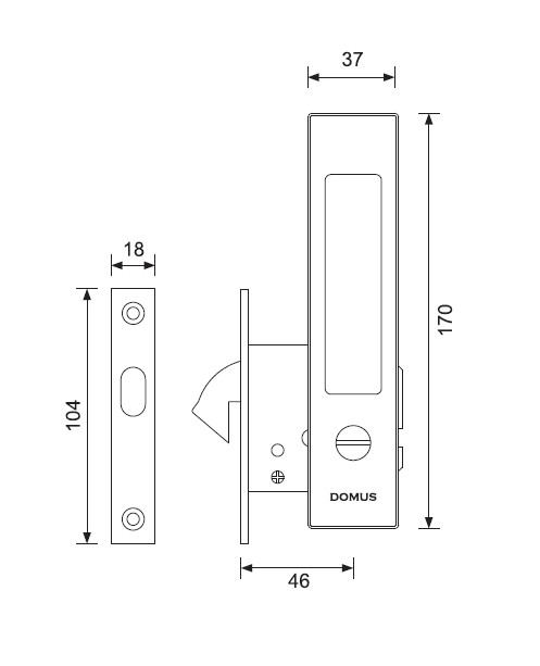도무스 DSL160NI 슬라이딩도어락 (목문용) : 메탈팜