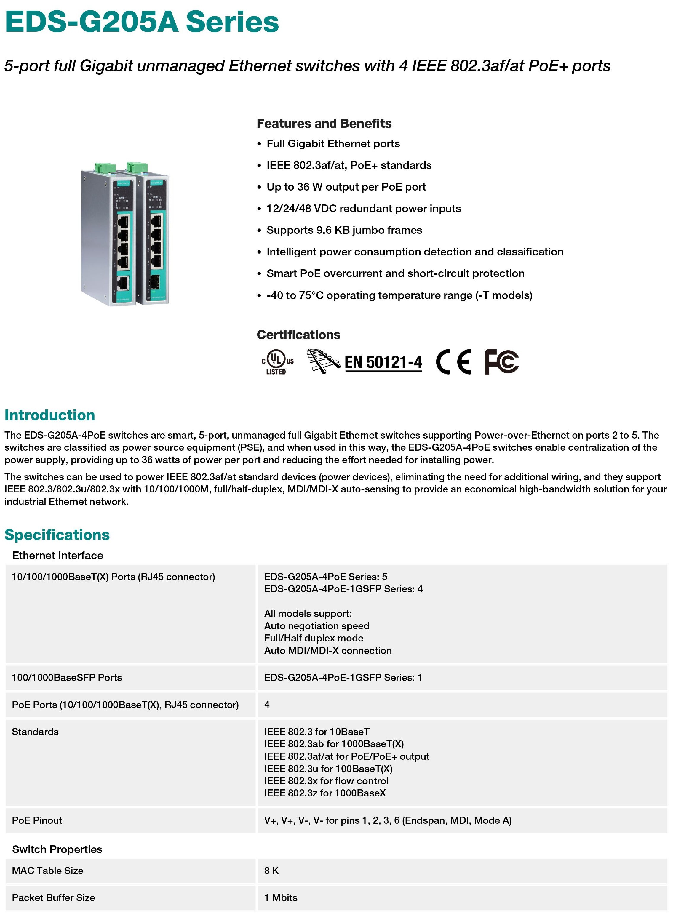 [MOXA] EDS-G205A-4PoE 5p Switch - 정보통신전문-EXATEK