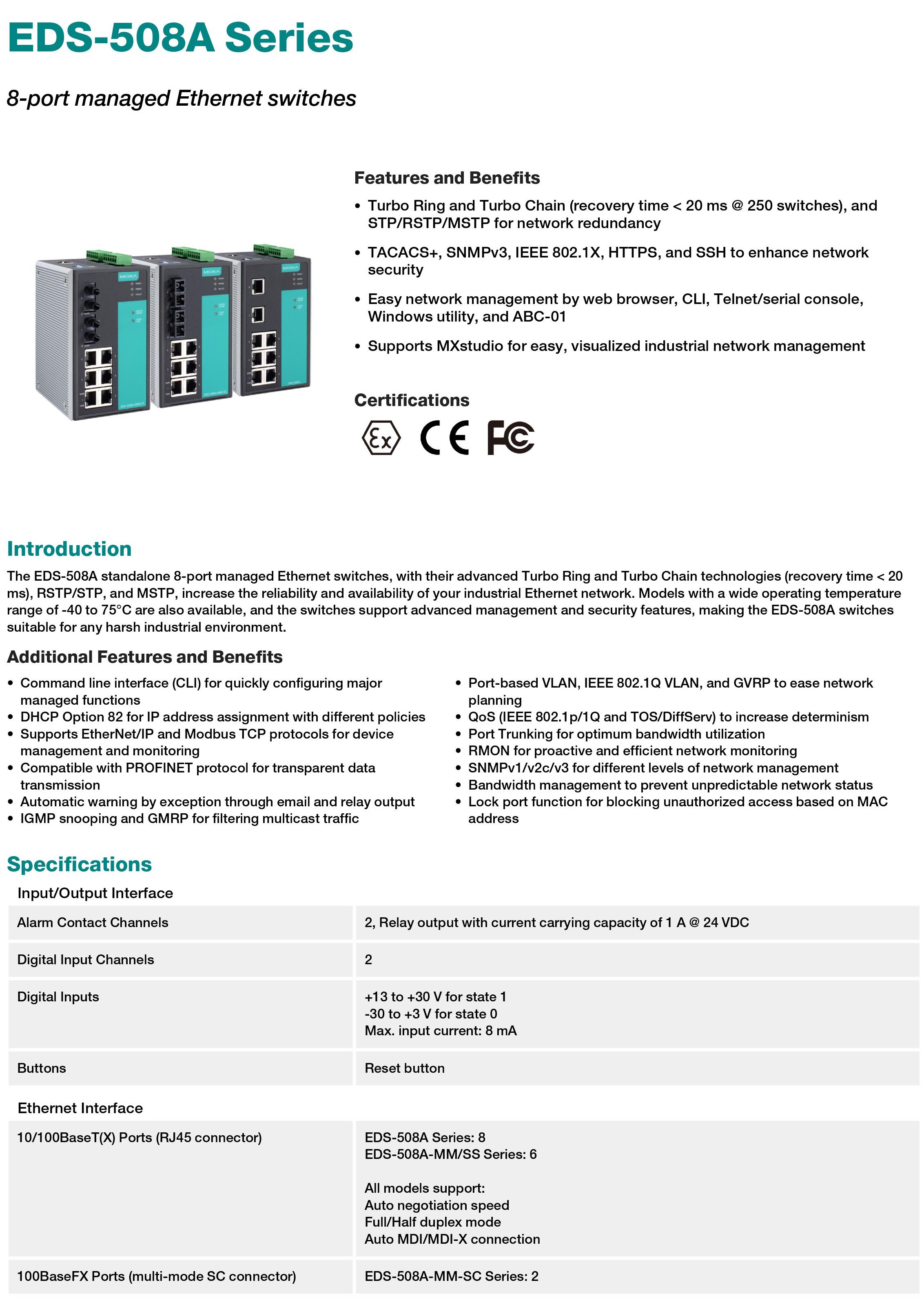 [MOXA] EDS-508A-MM-SC 6P FX 2P Switch - 정보통신전문-EXATEK