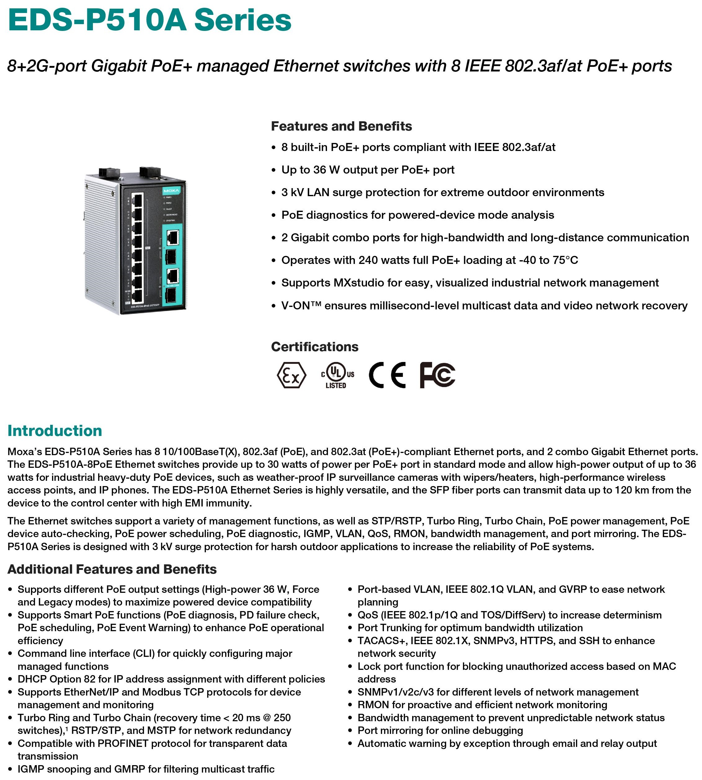 [MOXA] EDS-P510A-8PoE-2GTXSFP PoE Switch - 정보통신전문-EXATEK