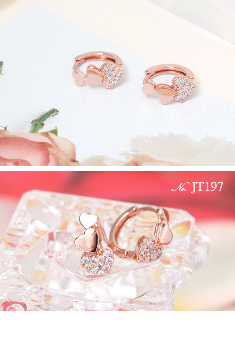 14K 골드필드 핀 귀걸이 하트 큐빅 데일리 원터치 이어링 - 현대Hmall