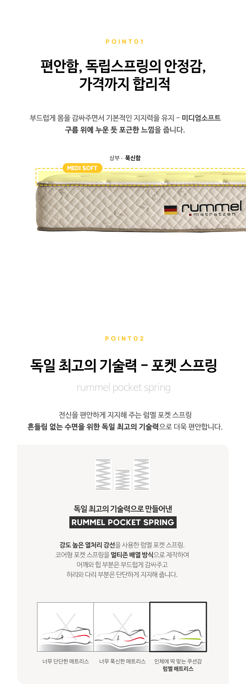 M1000 독립 포켓스프링 침대 매트리스 25cm SS/Q/K/LK - 감도 깊은 취향 셀렉트샵 29CM