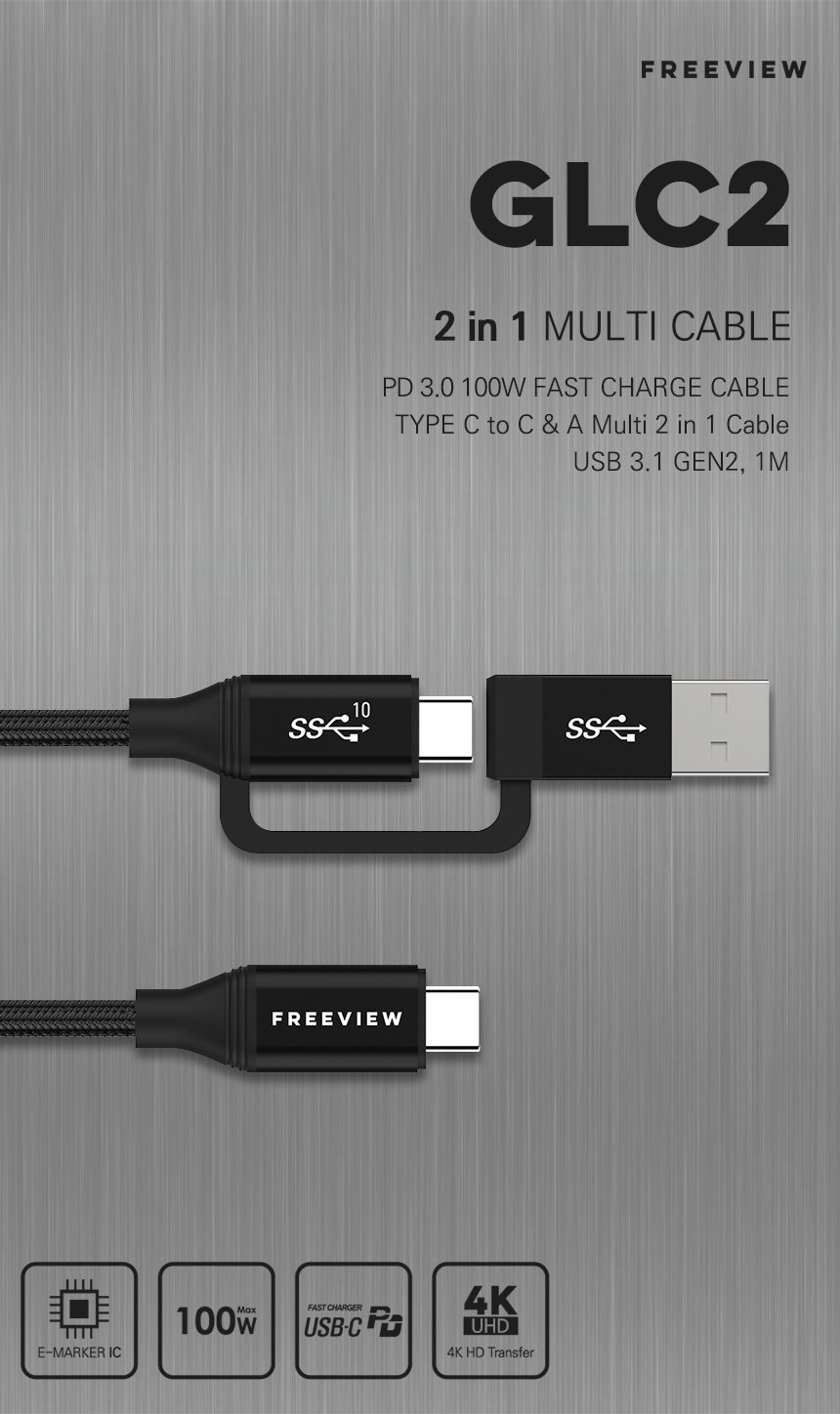 프리뷰 GLC2 USB 3.1 GEN2 TYPE-C to C&A PD100W 10Gbps 케이블