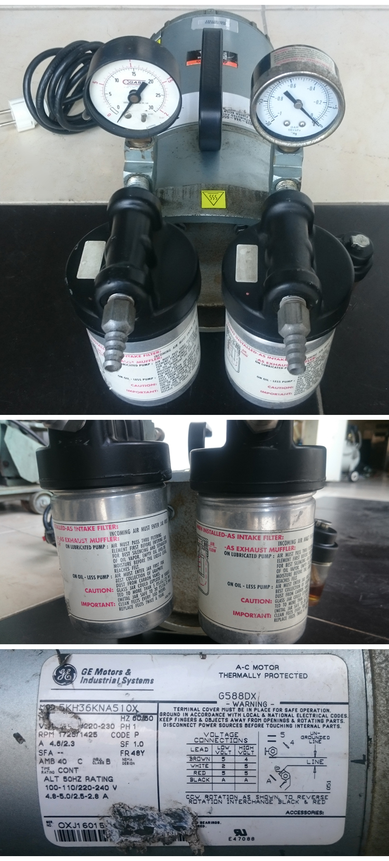 [[모닝힐][중고] Gast 0523-V4-SG588DX 로터리 베인 진공 펌프, Portable Rotary Vane ...