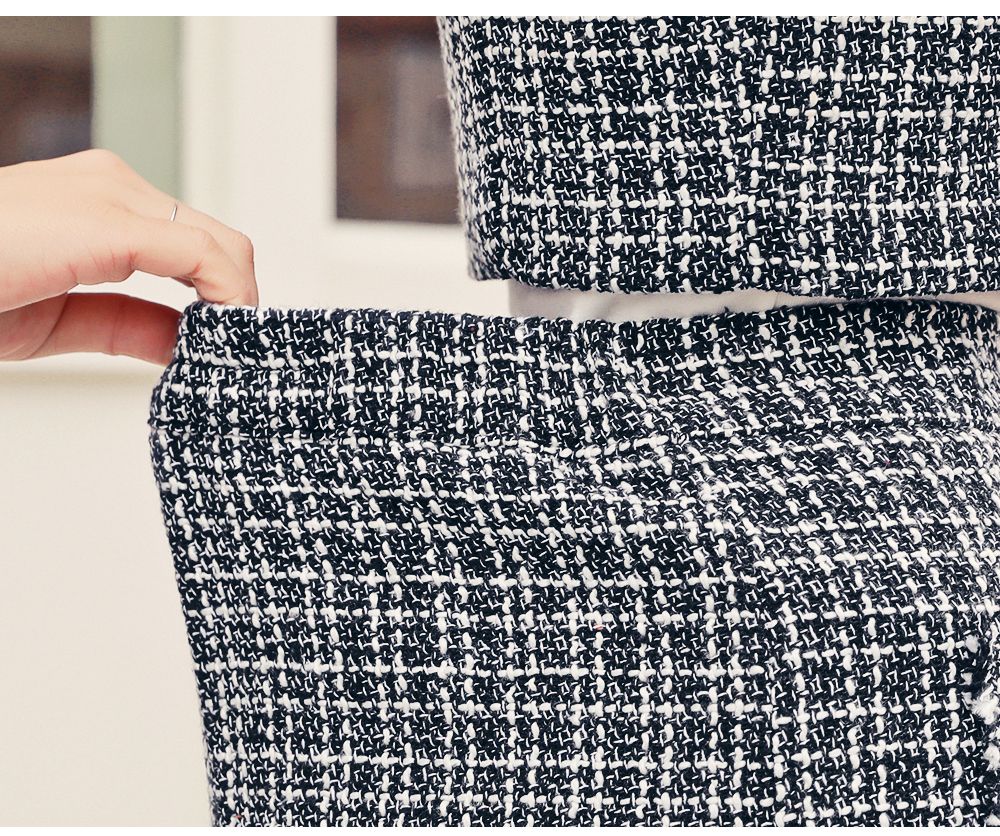 Button Detail Slim Fit Check Top and Bottom Set | HOTPING | Shop K ...