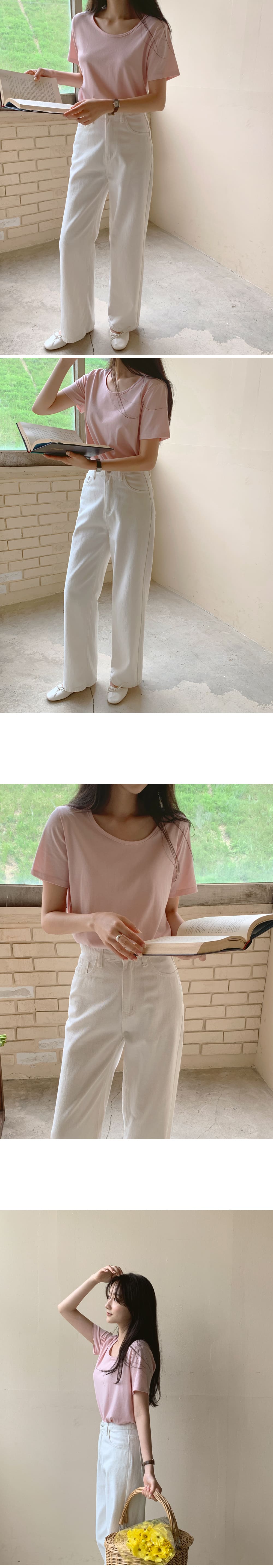 리얼코코 누적7만장재구매최고👍자체제작질좋은반팔티 엘리자 모달 유넥 반팔티셔츠 2 Color 여름썸머u넥라운드넥이너레이어드기본티워터밤페스티벌룩