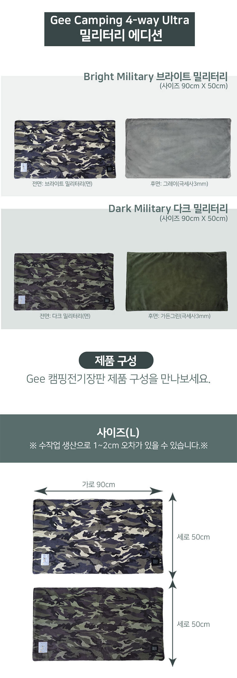 TJ-shop Gee 5V USB 원적외선 레저 온열매트 밀리터리 대형L - 핫트랙스