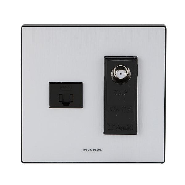 매입형 TV통신 통합수구(아트2) 복합콘센트 8P+CATV 2방(블랙)