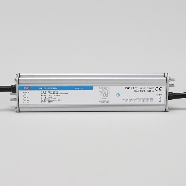 유니온 방수형 등기구 안정기 SMPS 컨버터 100W UP100S12W2LM DC12V