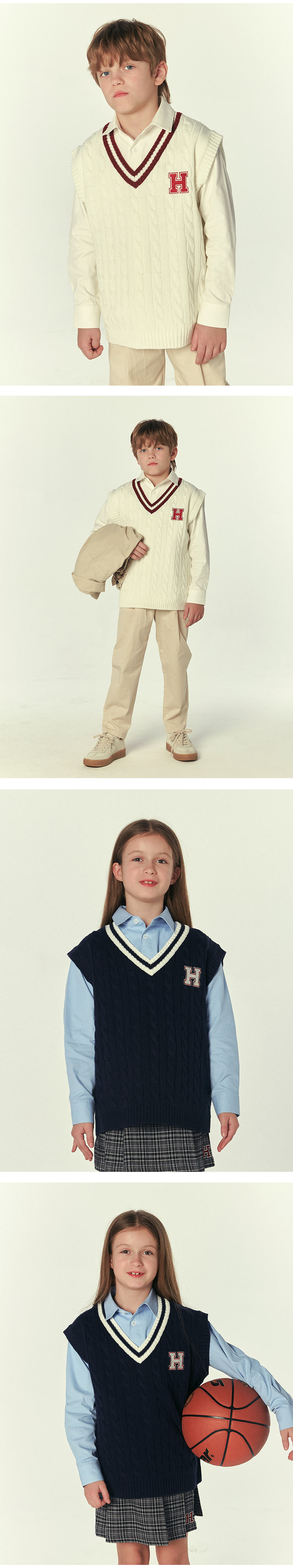 HARVARD KIDS(하버드 키즈) 하버드키즈 2color 솔리드 브이넥 베스트 HSVE-34005 | S.I.VILLAGE ...