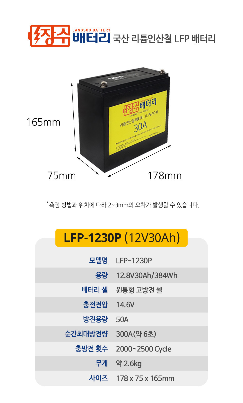 장수배터리 LFP 리튬인산철 다용도 배터리 LFP-1230P (12V30Ah) > 다용도 배터리 | 장수배터리