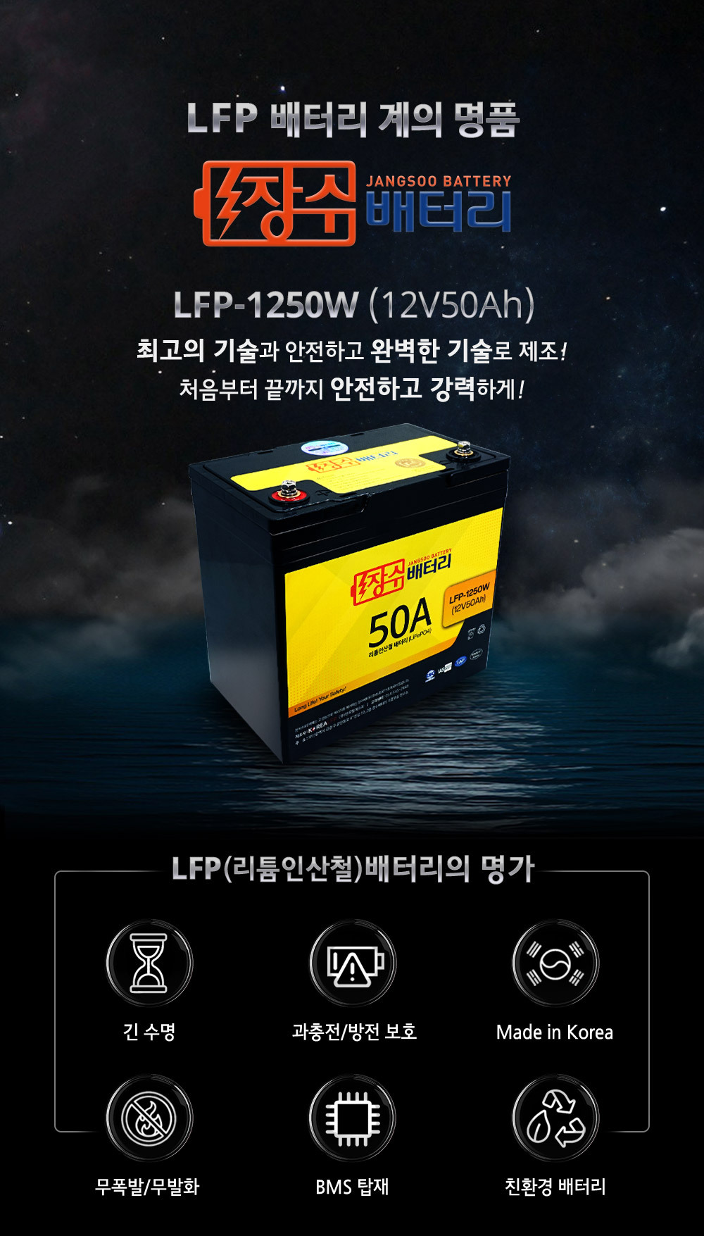 장수배터리 LFP리튬인산철 전동휠체어용 배터리 LFP-1250W (12V50Ah) > 전동휠체어 배터리 | 장수배터리