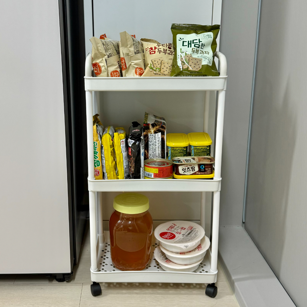 3단 이동식 트롤리 수납함 화이트 파라브로 주방/욕실 파라브로-B2B전문