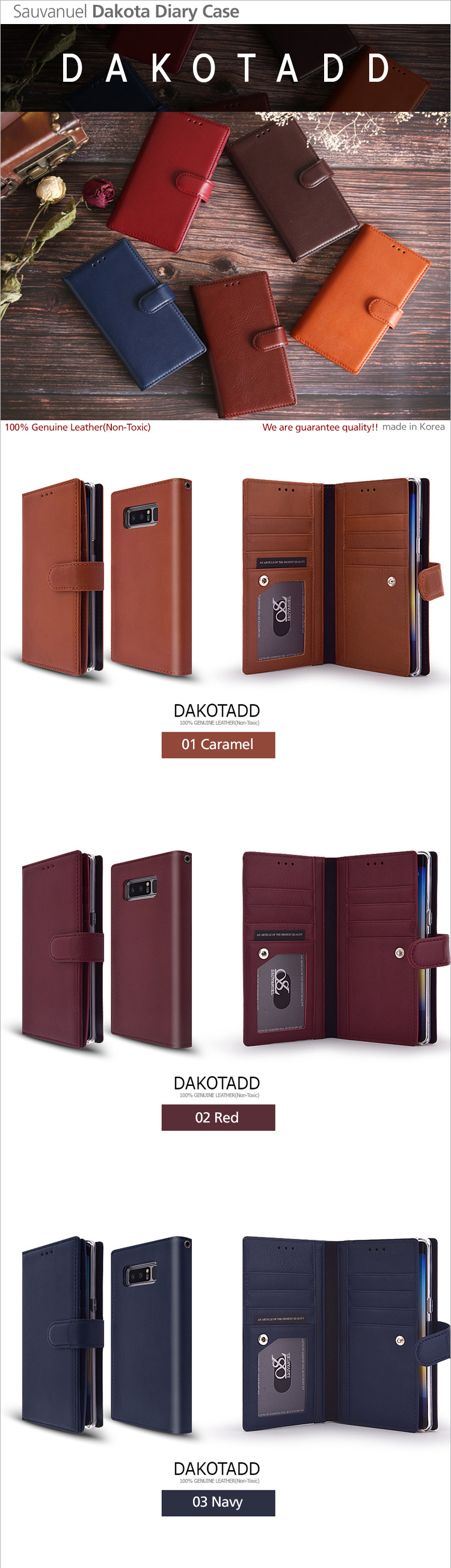 Dakota Genuine Leather Diary Case for iPhone 17 16 15 Pro Pro Max ...