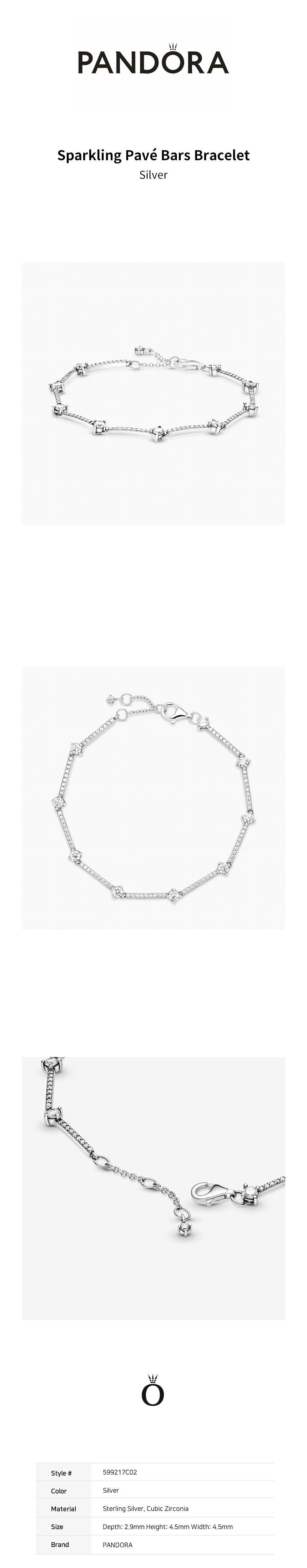 판도라 스파클링 페이브 바 팔찌 Silver 599217C02_PANDORA