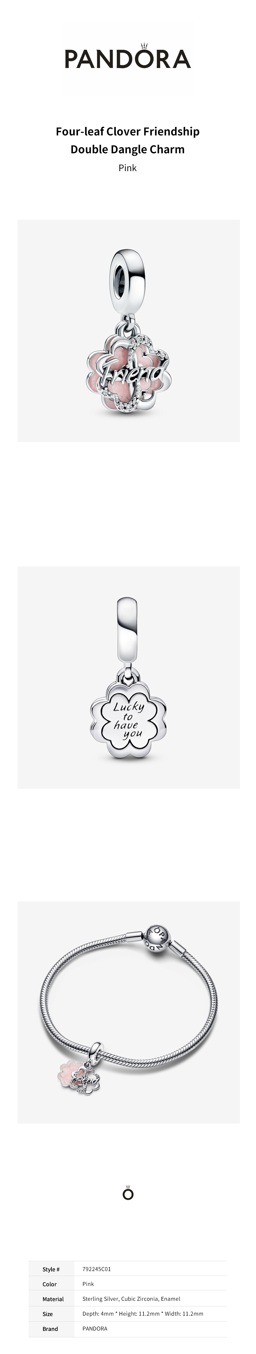 판도라 네잎클로버 Friendship 더블 댕글참 792245C01_PANDORA