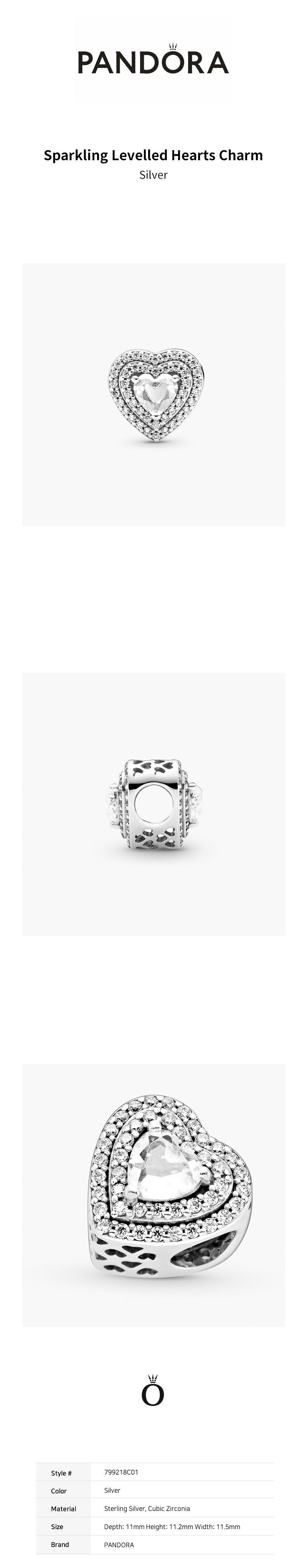 판도라 스파클링 레벨 하트 참 799218C01_PANDORA