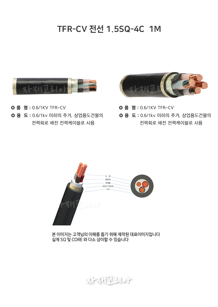 TFR-CV 전선 1.5SQ-4C 1M - 자재퀵