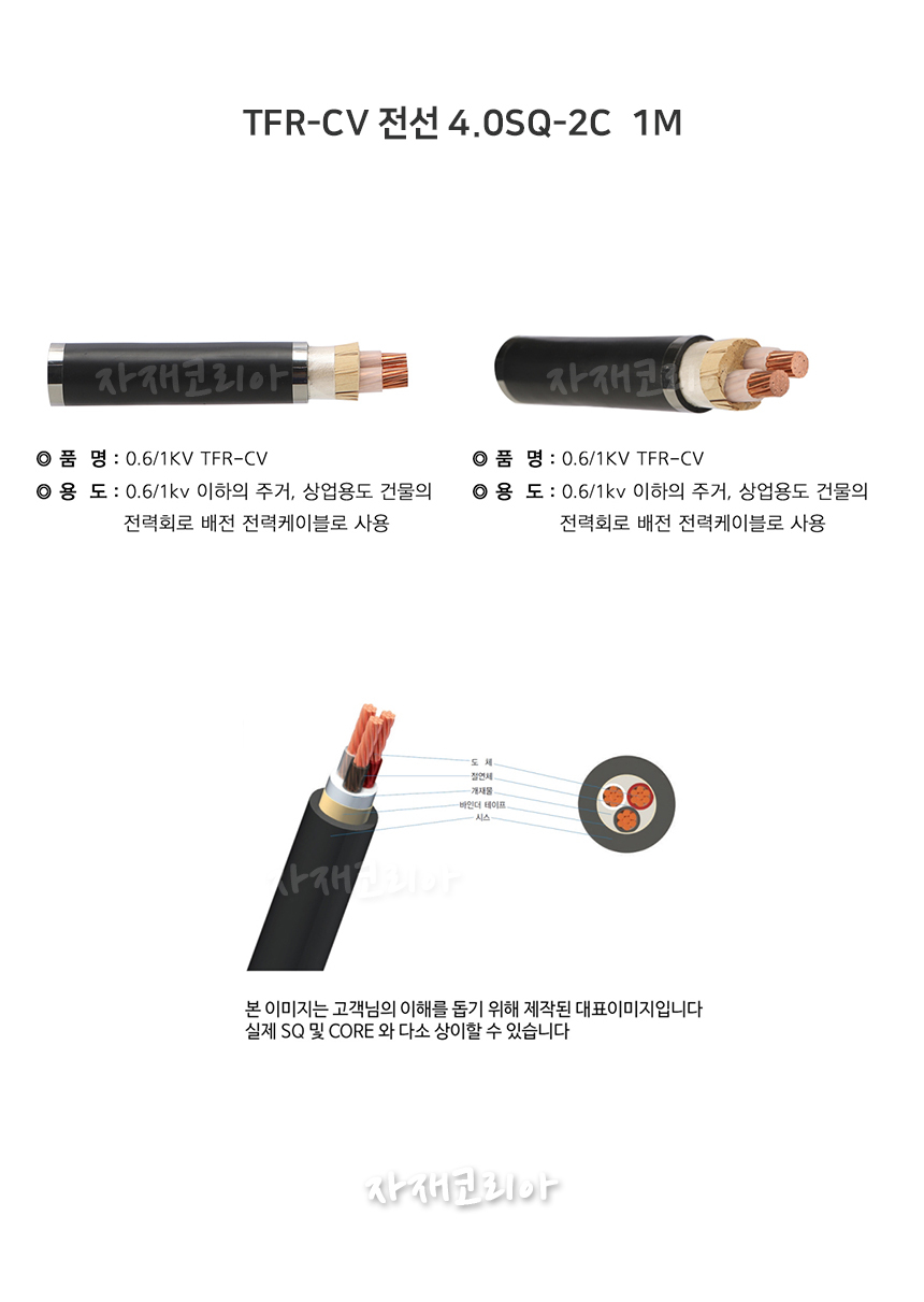 TFR-CV 전선 4.0SQ-2C 1M - 자재퀵