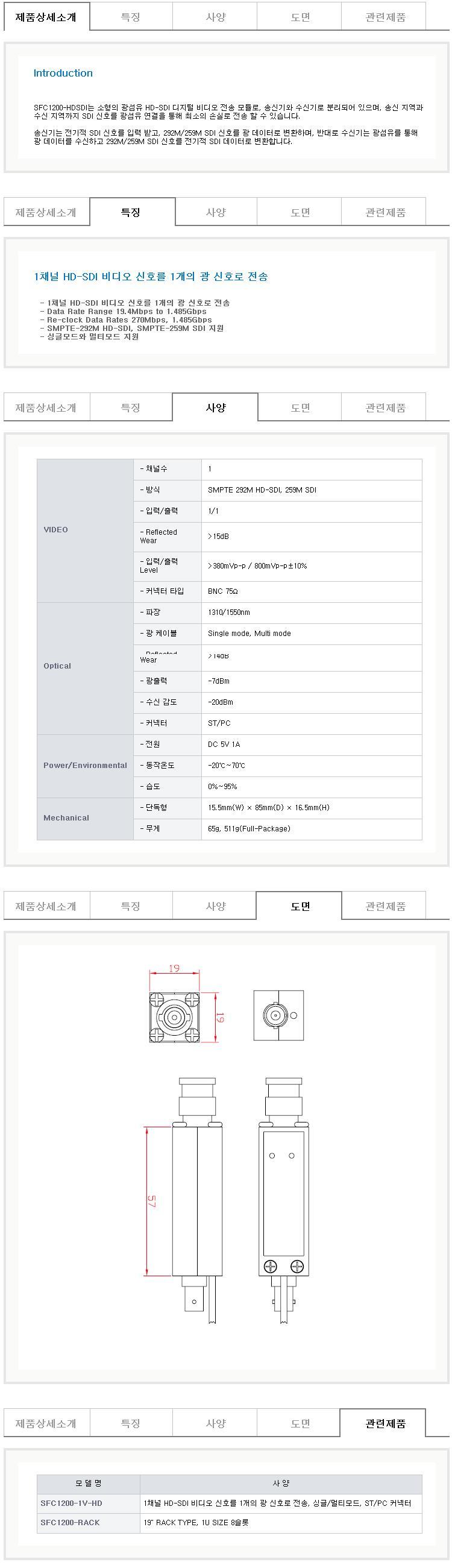 솔텍 SFC1200-1V-HD 광 링크 컨버터-정보통신전문-EXATEK