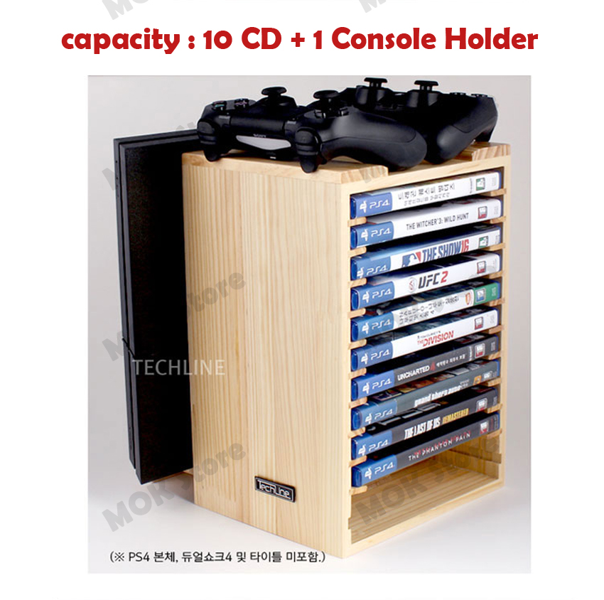 Consoles Games DVD Real Wood Storage Stand Wooden Rack Disk Tower For ...