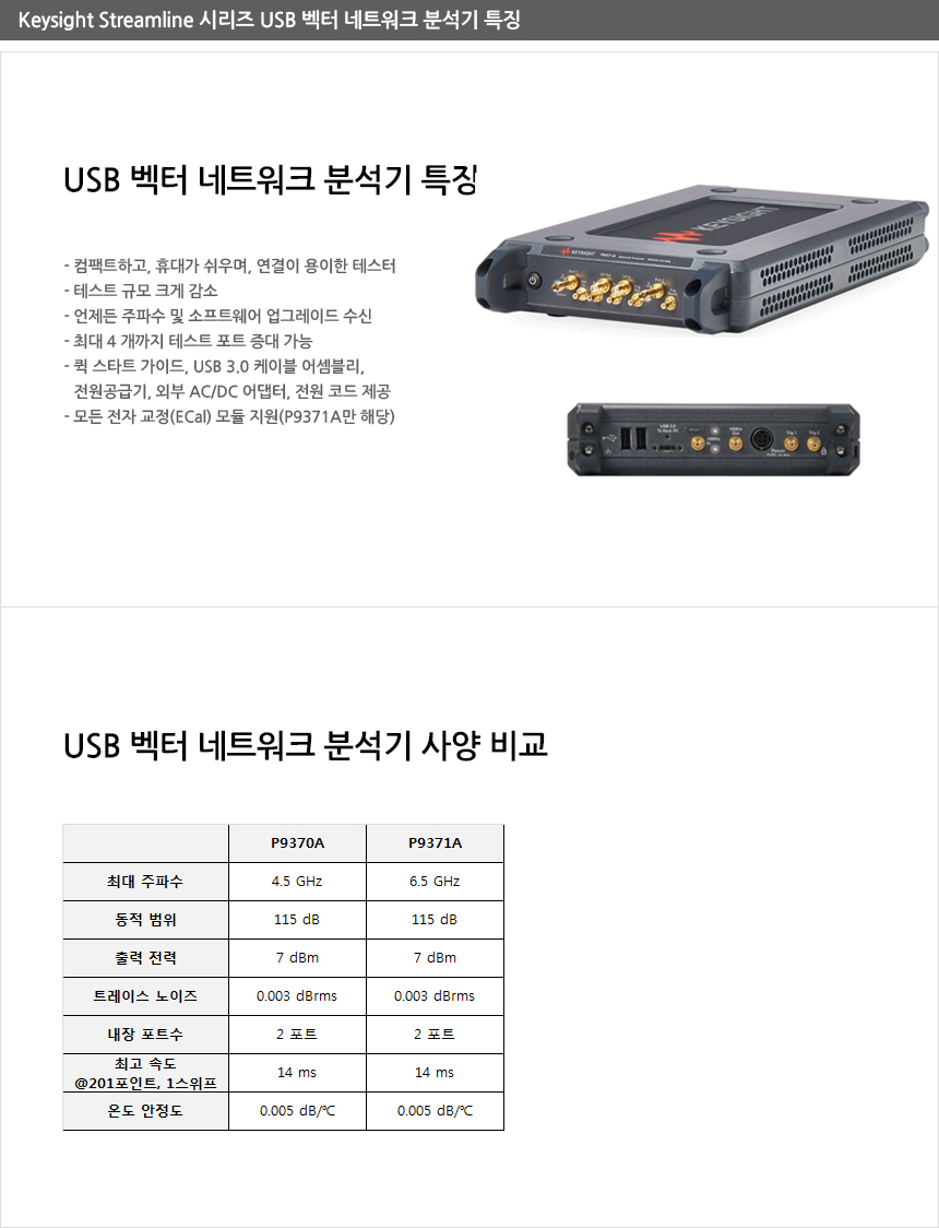 Keysight/키사이트 Streamline 시리즈 P9371A USB 벡터 네트워크 분석기 - GTE Shop