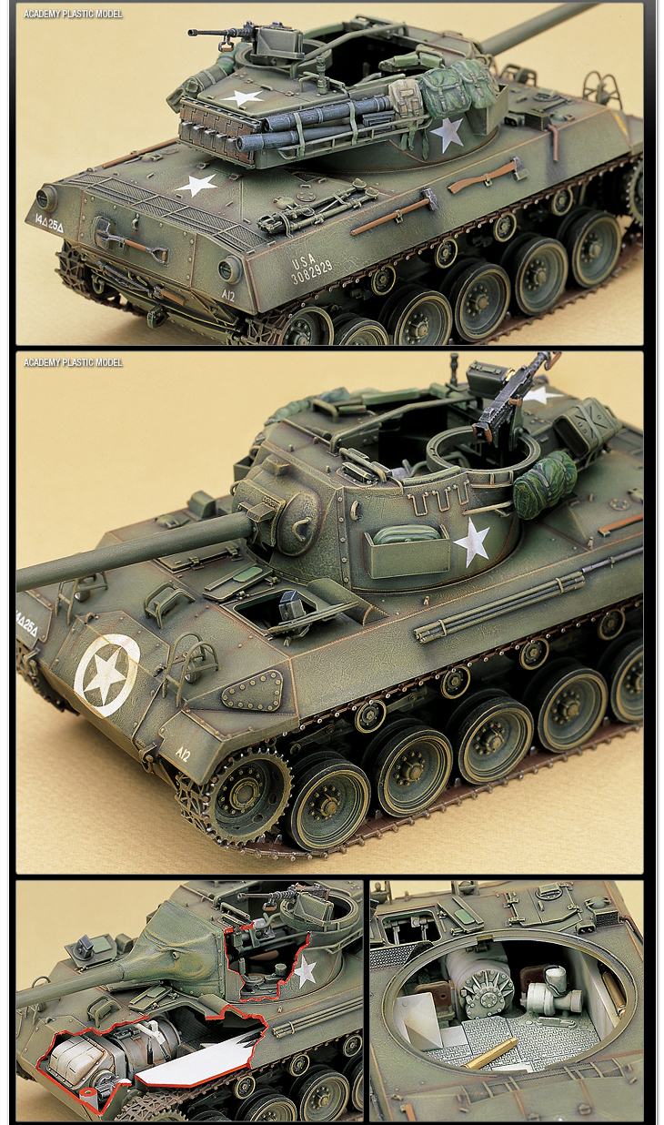 Academy Vehicle 1/35 Scale Plastic Model Kit U.S. Army M18 Hellcat Tank ...