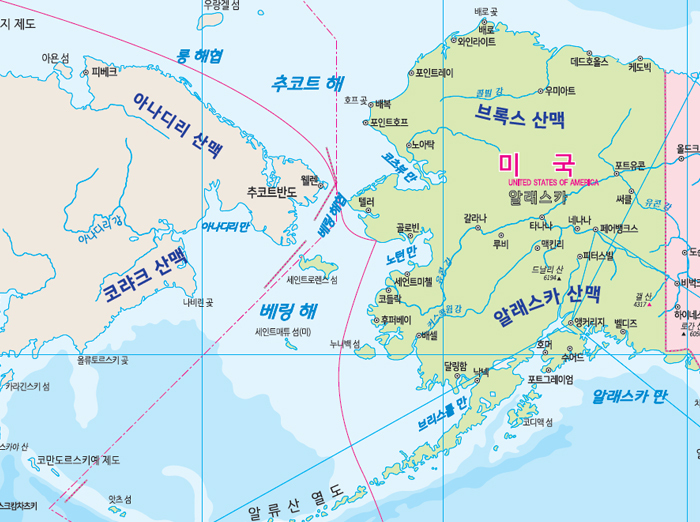 미국과 알래스카 지도